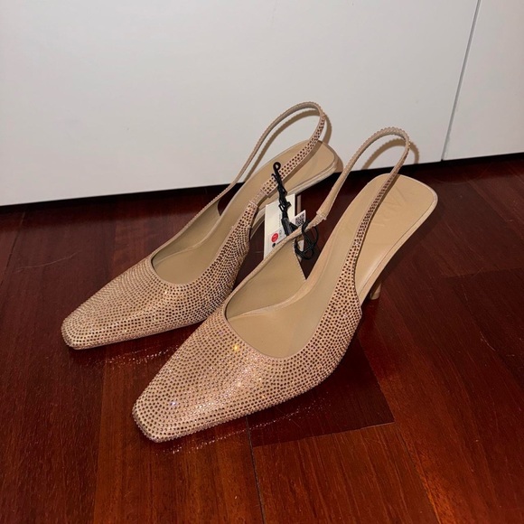 Zara | Shoes | Elegant Tan Slingback Heels | Poshmark